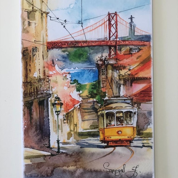 Vista panorâmica de Lisboa, impressões de arte de parede de viagens por ...