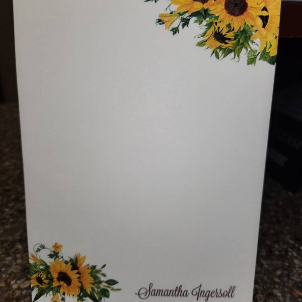 Personalized Floral Notepad With SUNFLOWER Design - Add a Personal ...