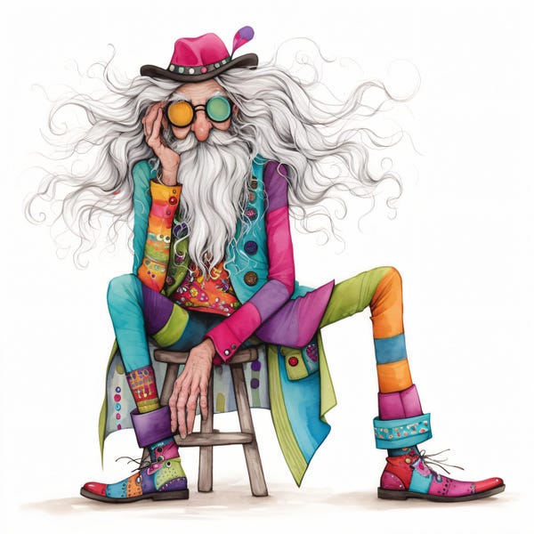 10 JPG Quirky Grandpa Clip Art, Watercolor Clip Art, Junk Journaling ...