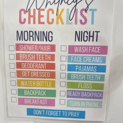 Kids Chore Chart Template, Morning Bedtime Nighttime Checklist, Kid ...