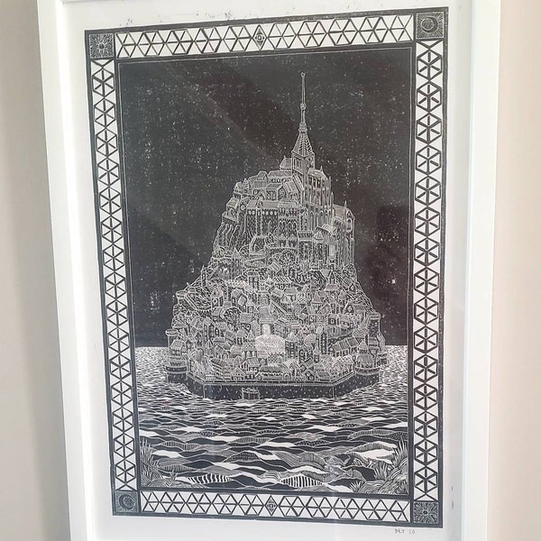 Woodland Camp Fire Lino Print, Handmade Linocut Original Art Print ...
