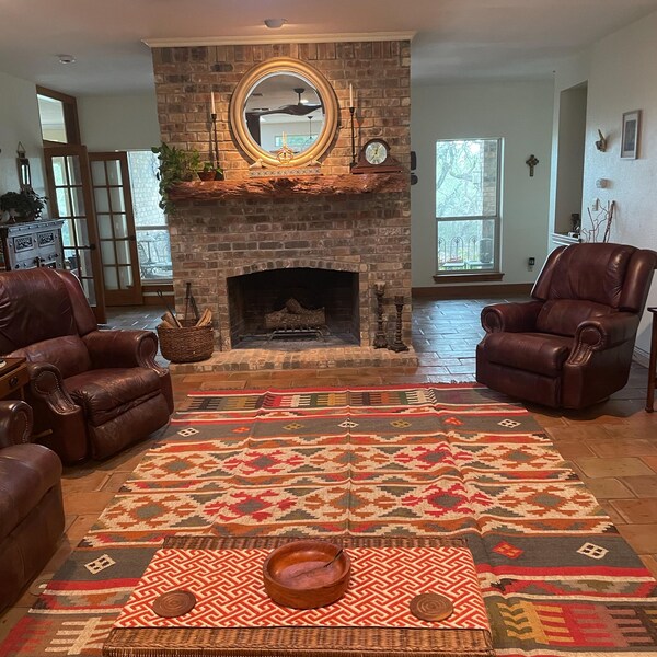 5x7,6x9,8x10,9x12 Beautiful Indian Red Cotton Kilim Rugs, Navajo Area ...