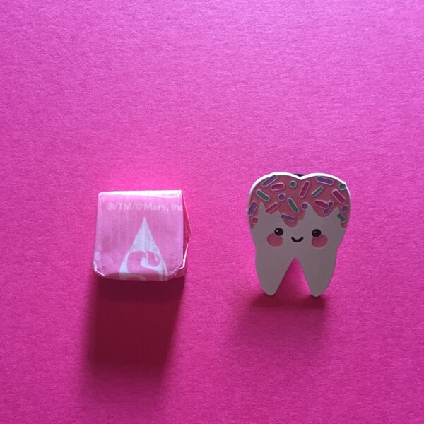 Pink Sweet Tooth Pin - Hard Enamel Pin Cloisonné Tooth Lapel Pin Enamel ...