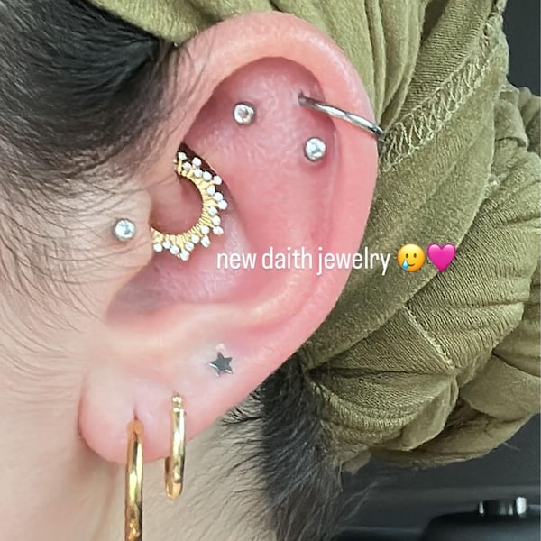 16G Daith Jewelry Silver 8mm Daith Earring Dainty Surgical Steel Cute ...