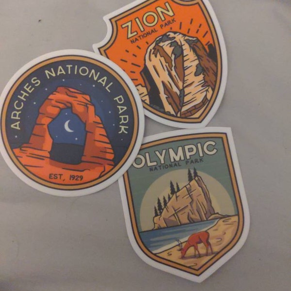National Park Stickers, GET 3, 6, 10, 20, 30 or 63 Vinyls, Choose Your ...