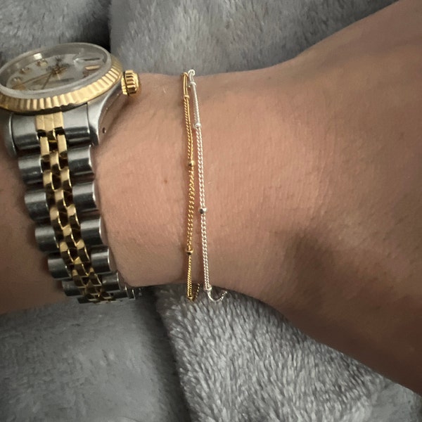 EVE Bracelet • Beaded Chain Bracelet • Delicate Bracelet, Minimal ...