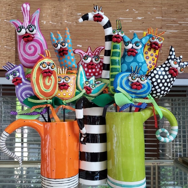 Whimsical Ceramic Chicken Fun Farm Garden Totem - Etsy