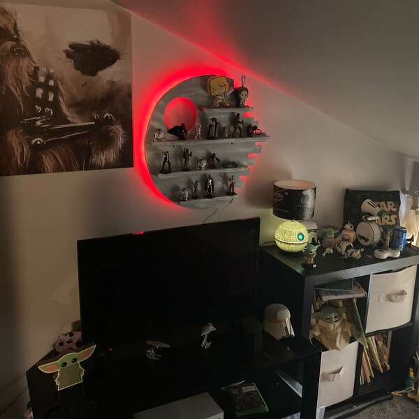 Custom Death Star Wall Display Shelf Backlit With Remote Controlled LED ...
