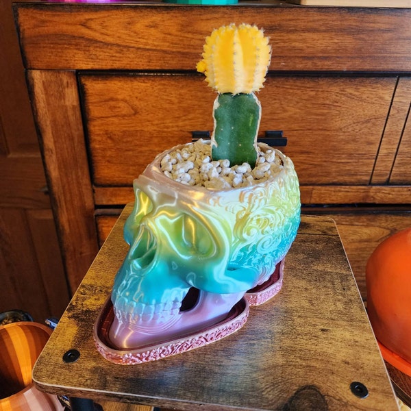 Demon Skull Planter With Horns, 3D Printed, Eco Friendly, Home and ...