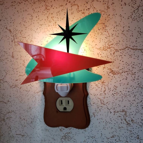 Mid Century Modern Night Light | "atomic Boomerang" Design | Retro ...