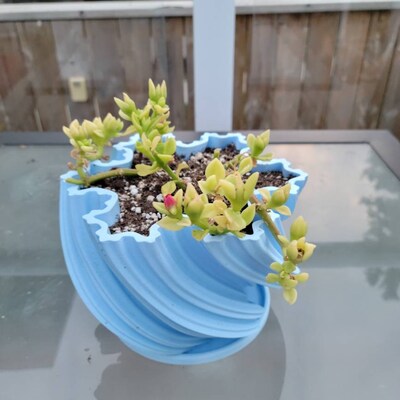 Planter Pot With Drainage, Sky Blue Fractal Design for Small and Large ...