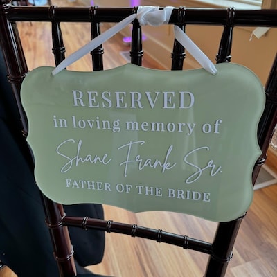 Reserved in Loving Memory Wedding Sign, Reserved Seat Sign, This Seat ...