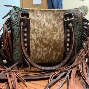 Macie Leather With Heavy Fringe and Turquoise Detail - Etsy