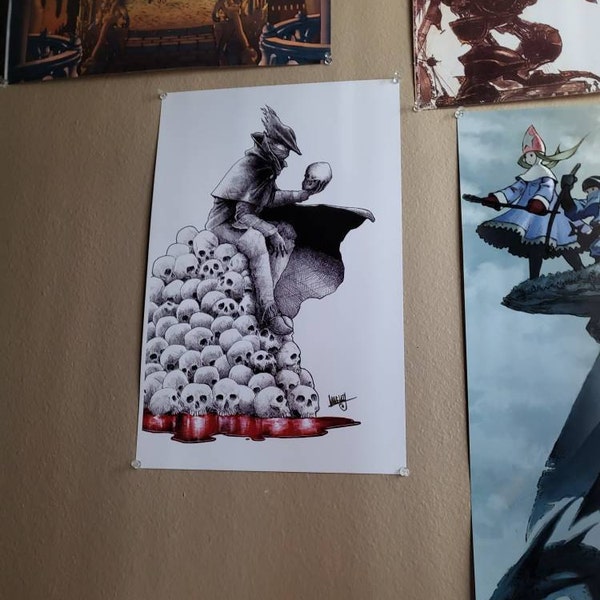 Bloodborne the Hunter Poster, SIGNED 11x17 Video Game Horror Art Print ...