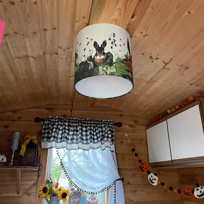Lamp Shade Cabbage Patch Drum Lampshade Rabbit Decor Green Bunny Lamp ...