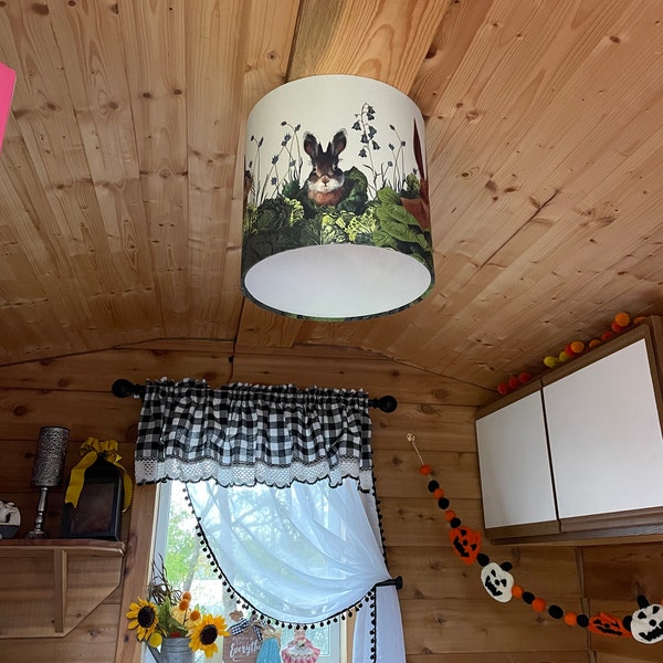Lamp Shade Cabbage Patch - Drum Lampshade Rabbit Decor Green Bunny Lamp ...