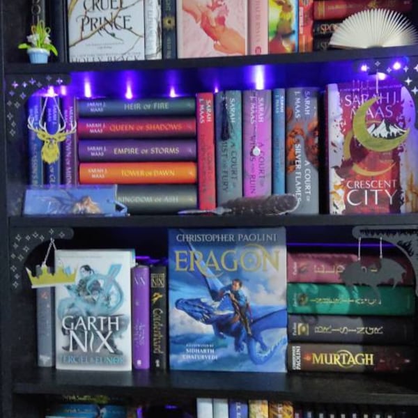 Fantasy Book Shelf Corner Decoration Dragon Flame Crescent Moon ...