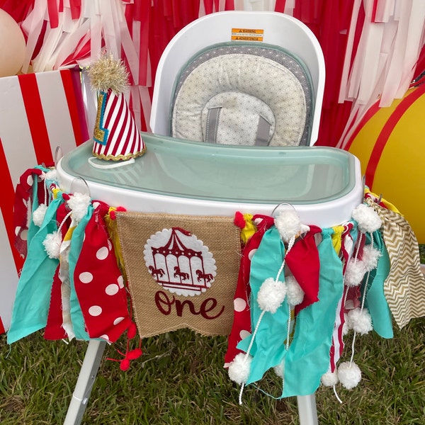 Vintage Circus Bunting County Fair Fabric Rag Tie Garland Circus Cake ...