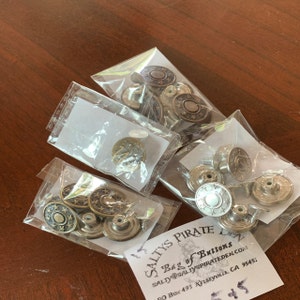 15 Metal Tack Buttons, 17mm, Assortment, 5 Each Copper Bronze Silver ...