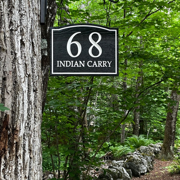 Hanging House Number Sign, Driveway Address Sign, Signpost Sign, Wood ...