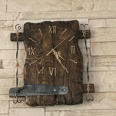 Rustic Cottage Wall Wood Clock. Handmade Clock, Vintage Wall Clock ...