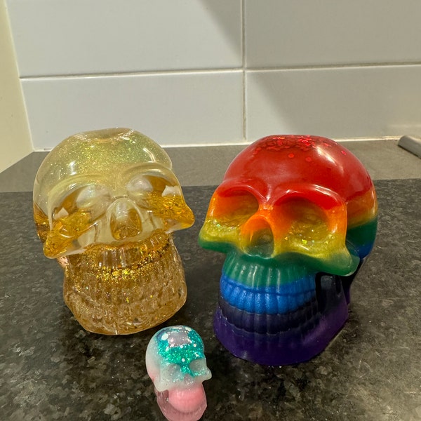 Resin and Timber Skull - Green Blue Resin Skull With Mallee Timber Burl ...