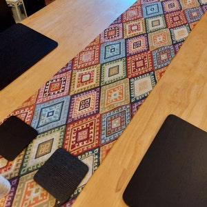 Multicoloured Turkish Kilim Table Runner. Geometric Tapestry Decoration ...