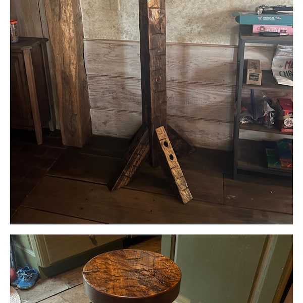 Rustic Hand Hewn Cast Iron Bar Stool - Etsy