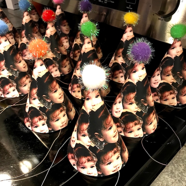Printable Birthday Party Hats, Printable Party Hats, Custom Face Party ...