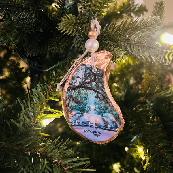 Savannah Georgia Forsyth Park Fountain Oyster Shell Ornament - Etsy