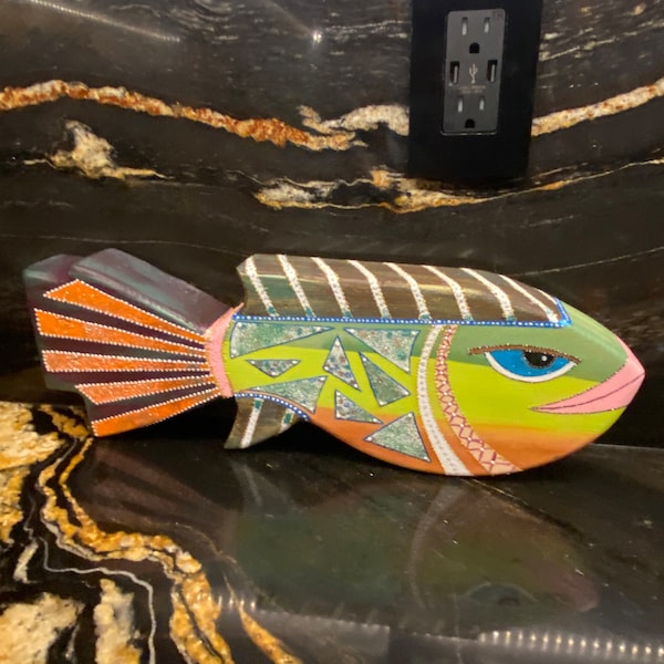 Handmade Wooden Fish, Modern Wood Art, Wood Art for Wall, Painted ...