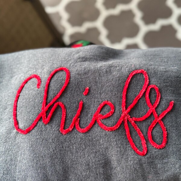 Chenille Yarn Script Font Applique Embroidery Seven Sizes 2, 3, 4, 5, 6 ...