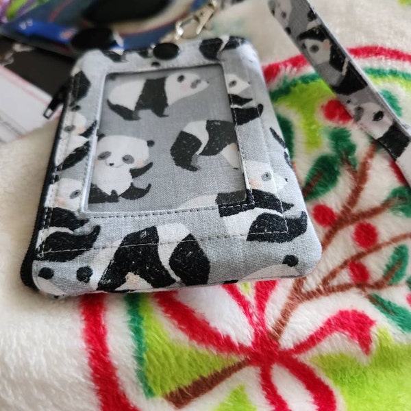 Super Cute Panda Print ID Wallet Key Chain Wristlet/lanyard - Etsy