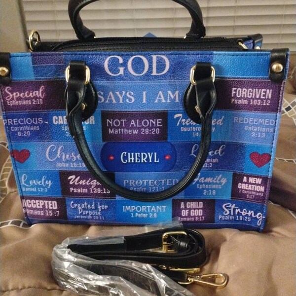 Inspirational Scripture Leather Handbag - Personalized Christian Tote ...
