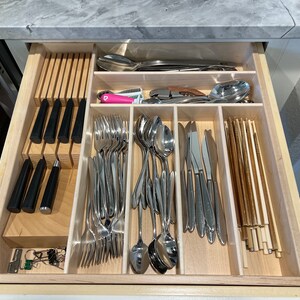 Custom Drawer Divider, Maple Silverware Organizer, 6 Spaces ...