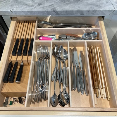 Custom Drawer Divider, Maple Silverware Organizer, 6 Spaces ...