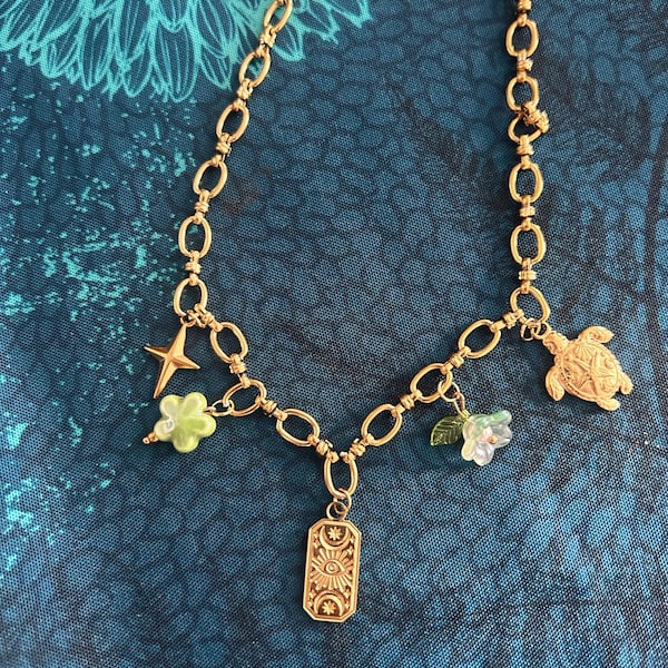 Collier Breloques Charms Grigri Acier Inoxydable Perle Céramique Étoile ...