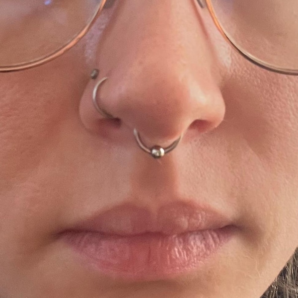 18G 16G 14G Hinged Segment Steel Captive Bead Ring Nose Hoop CBR ...