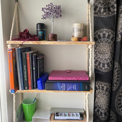 Wooden Hanging Rope Shelf - Etsy