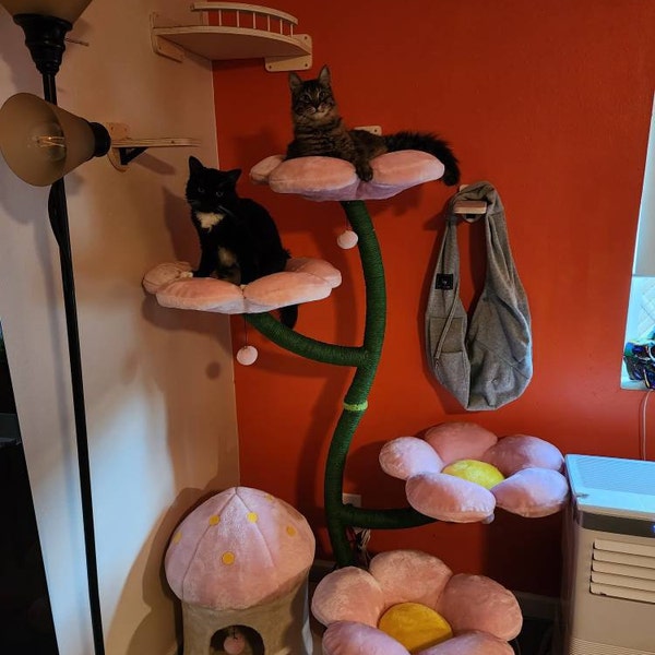 EDEN Wood Floral Cat Tree Tower, Wooden Cat Tower, Modern Cat Climbing ...