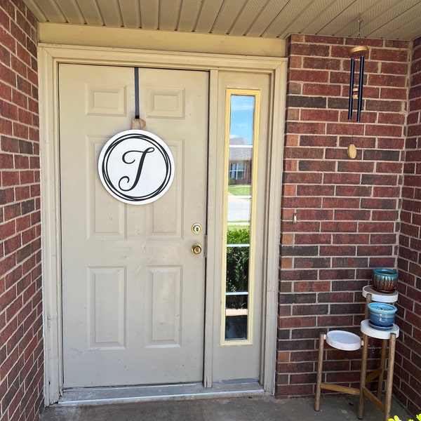 Wooden Monogram Door Hanger | Front Door Decor | Last Name Sign ...