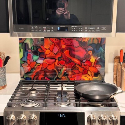 Stove Backsplash Glass Panel Kitchen Wall Decor Stove Top - Etsy
