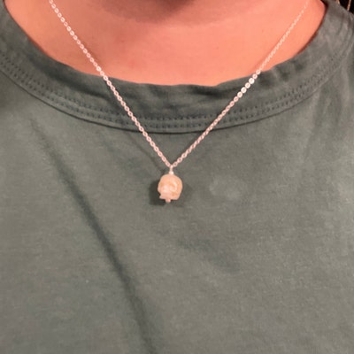Natural Pearl Skull Necklace Hand-carved Pearl Skulldainty Pearl Skull ...