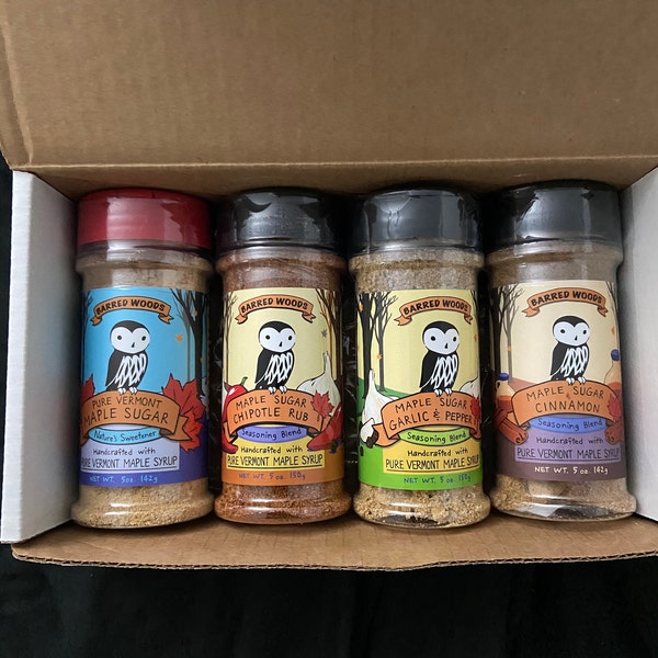 Maple Seasonings - Box of 4 Jars of Pure Vermont Maple Sugar and Spices ...