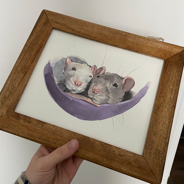 Watercolor Custom Rat Portrait, Personalized Rat Drawing, Rat ...