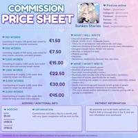 Easy DIY Custom Pricing Commission Sheet Template for Artists, Crafters, Freelancers Cute Kawaii ...