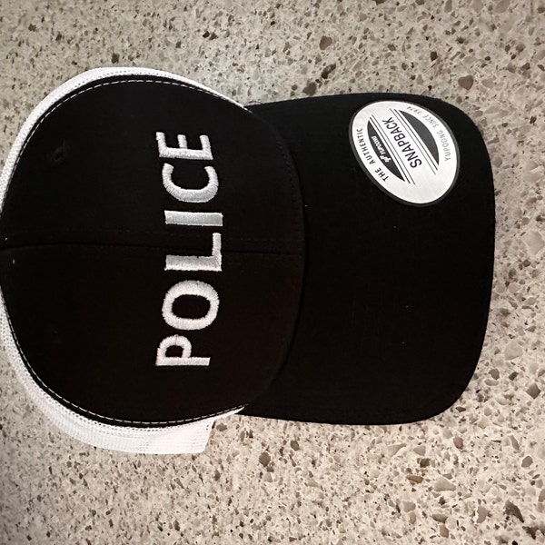 Police Hat, Police Officer Gray Lettering Embroidered Baseball Cap ...