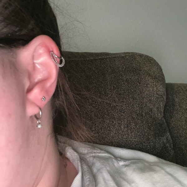 NEW ‣ 14K Solid Gold Vertical Helix Chain Piercing • Unique Gold ...