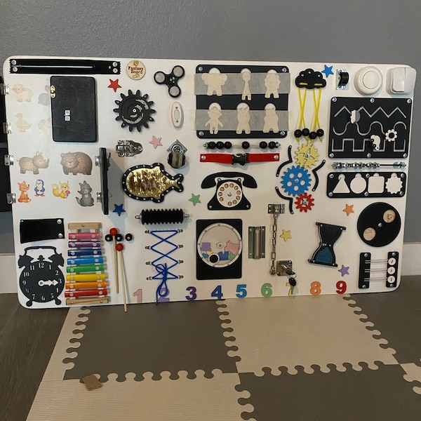 Trendy Gray Toddler Busy Board, Montessori Classroom Decor, Fidget Toy ...