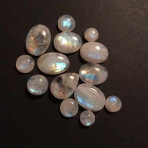 Natural Rainbow Moonstone Blue Fire Gemstone 6mm Round Cabochon ...